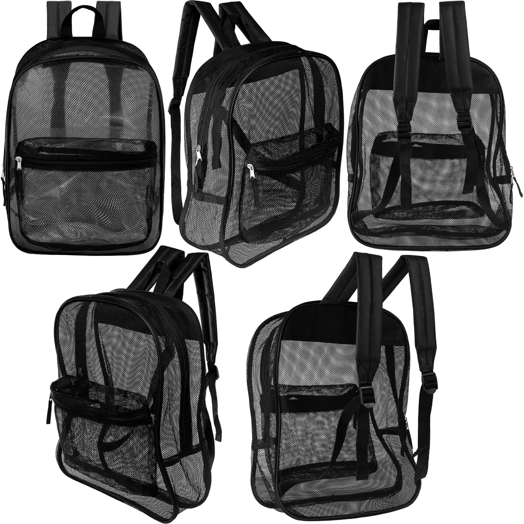 17" Mesh Wholesale Backpacks For Back to School | Black Mesh Bookbags