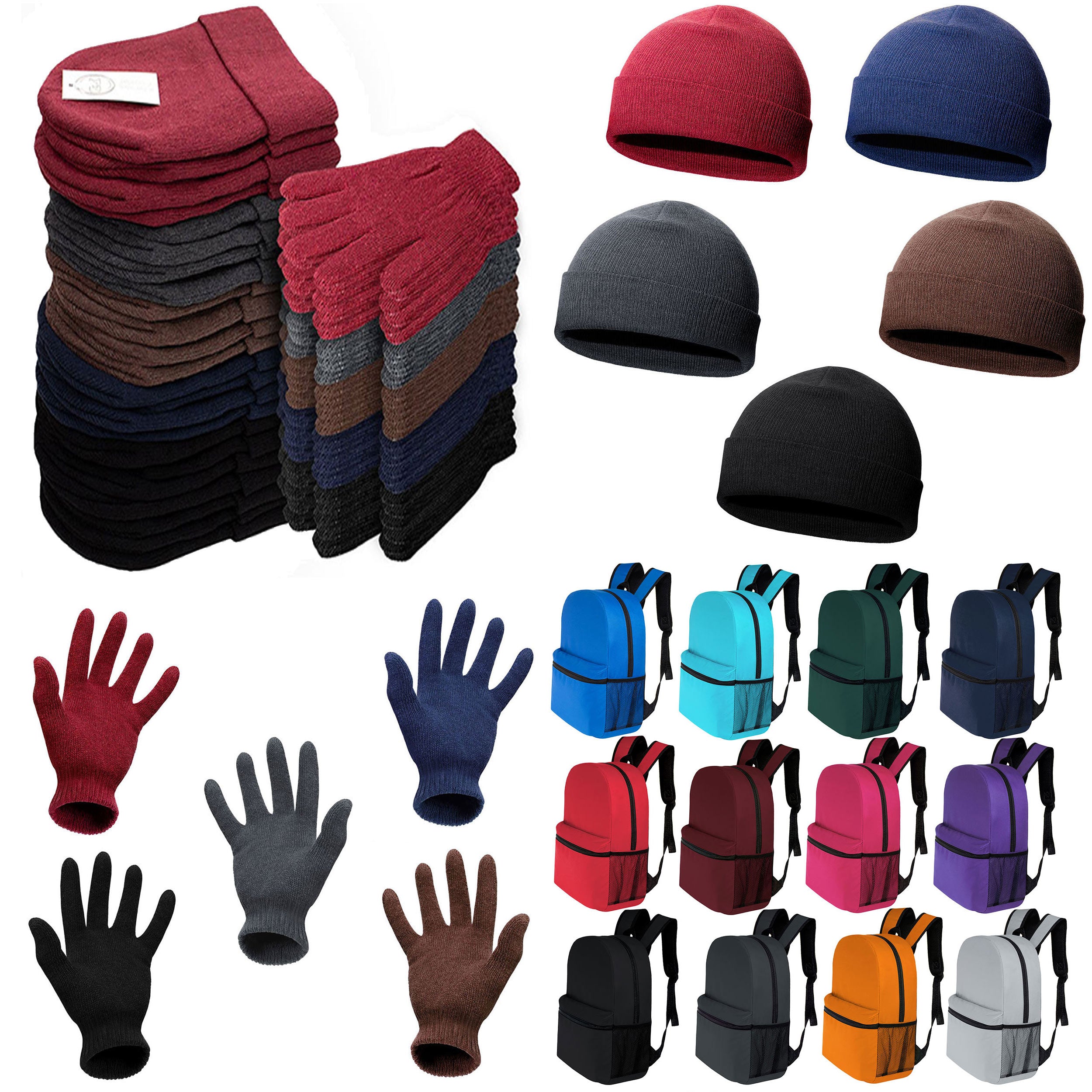 16" Wholesale Basic Backpacks & Winter Items - Bulk Homeless Care Box