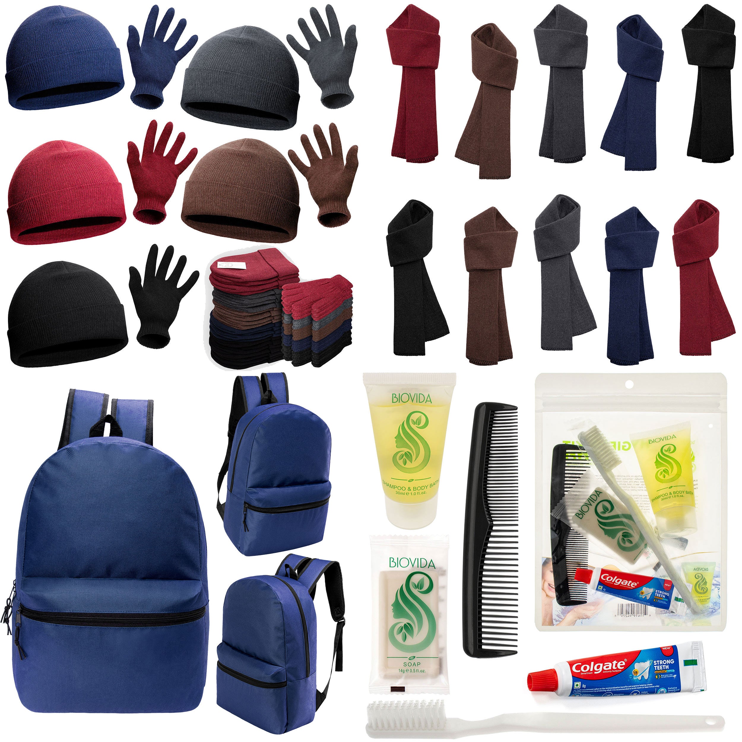 Navy Backpacks | Bulk Hygiene Kits | Winter Items for Homeless Care