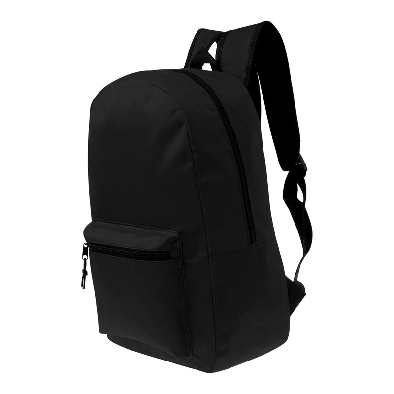 17" Wholesale Kids Basic Black Backpack - Bulk Case of 24 Bookbags